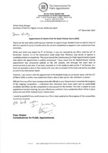 Letter - Commissioner for Public Appointments